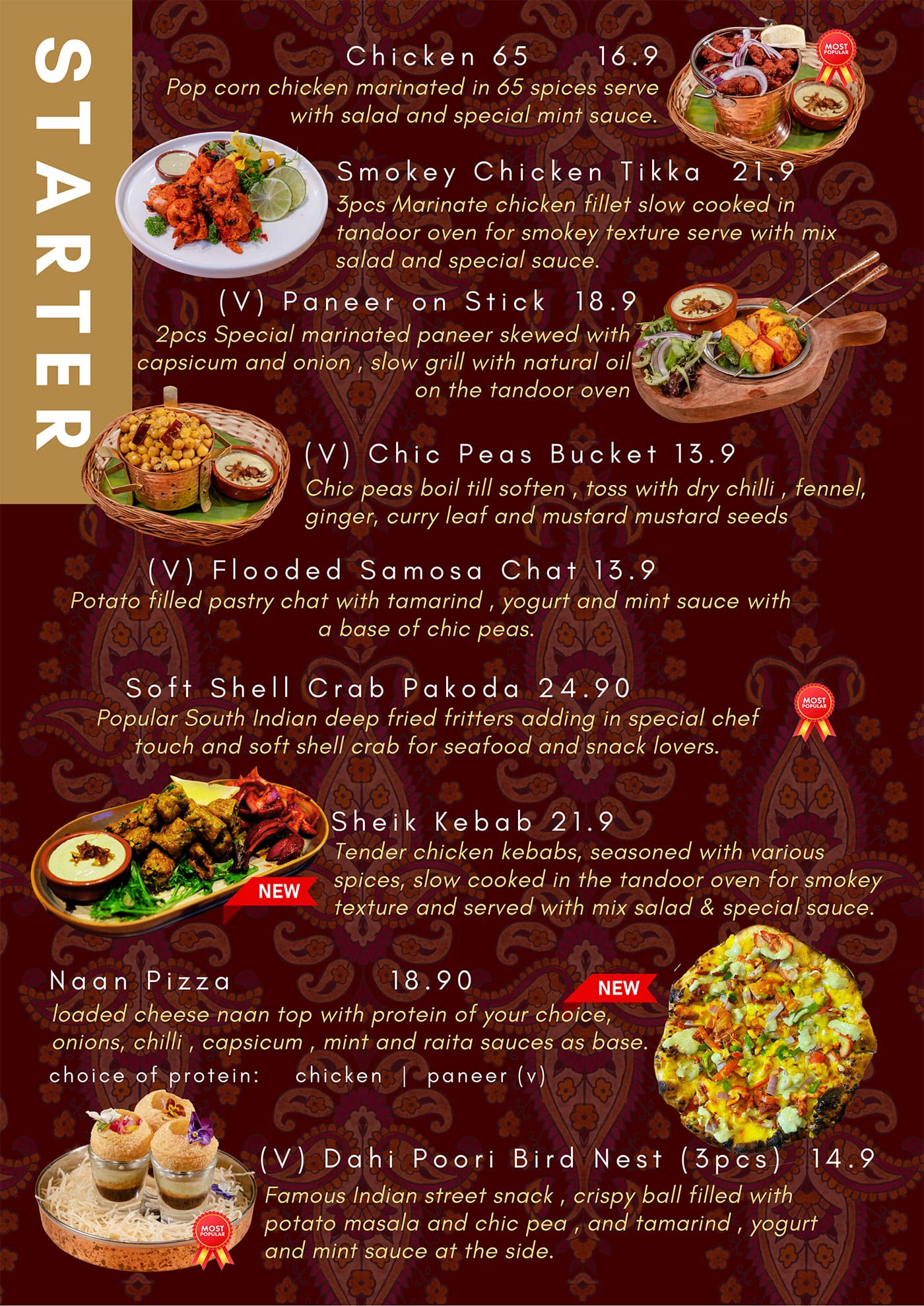 Our Menu - Villas Restaurant & Bar, Melbourne