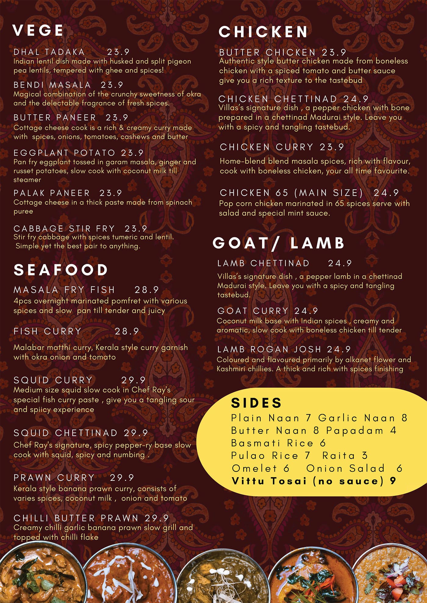 Our Menu - Villas Restaurant & Bar, Melbourne